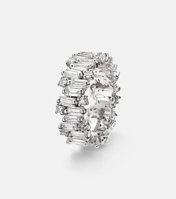 SUZANNE KALAN Shimmer Audrey 18kt White Gold Diamond Ring - Silver