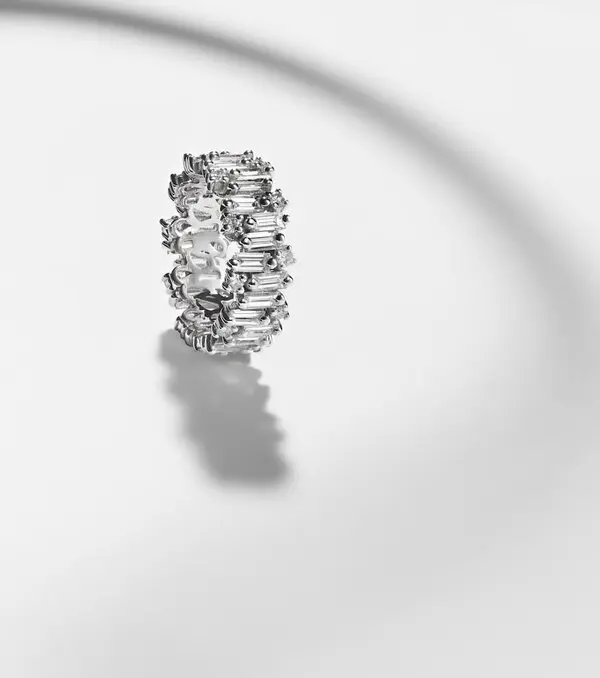 SUZANNE KALAN Shimmer Audrey 18kt White Gold Diamond Ring - Silver