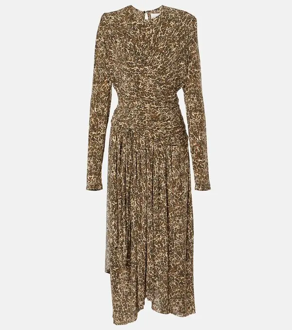 Isabel Marant Étoile Zeidi Leopard-print Draped Maxi Dress - Brown