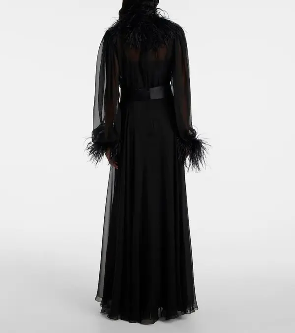 Dolce & Gabbana Feather-trimmed Silk Chiffon Gown