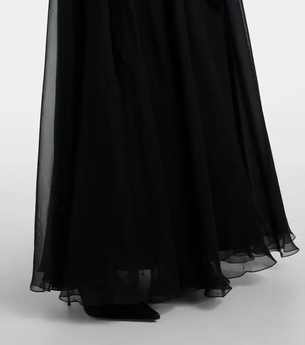 Dolce & Gabbana Feather-trimmed Silk Chiffon Gown