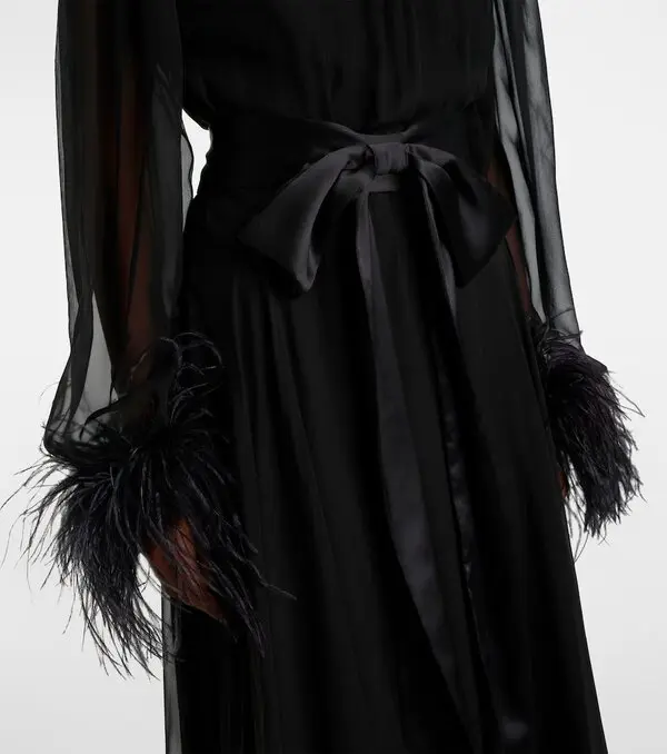 Dolce & Gabbana Feather-trimmed Silk Chiffon Gown