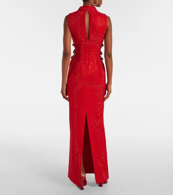 SELF-PORTRAIT Embellished Cut Out Crepe Gown