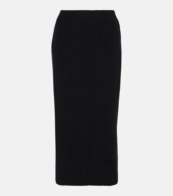 Brunello Cucinelli Midi Skirt In Wool, Cashmere, And Silk - Black