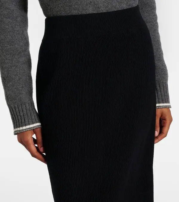 Brunello Cucinelli Midi Skirt In Wool, Cashmere, And Silk