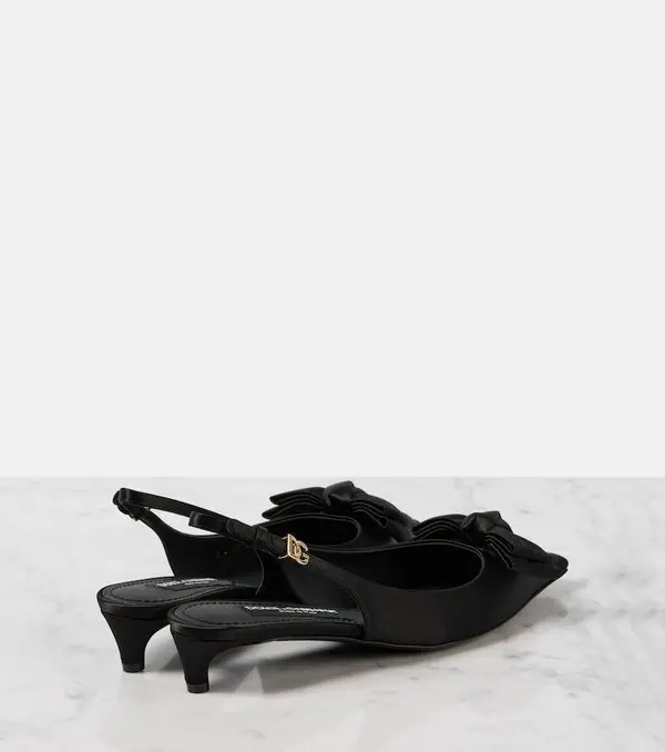 Dolce & Gabbana Satin Slingback Pumps With Bow Detailing