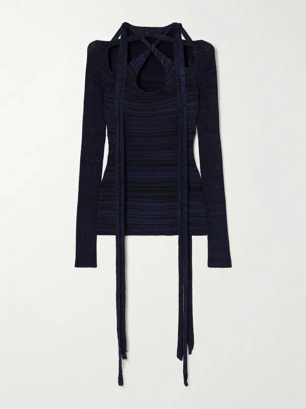 Y/project Spaced-dyed Ribbed Knit Top With Wraparound Ties