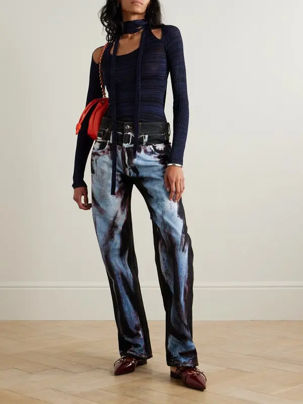 Y/project Spaced-dyed Ribbed Knit Top With Wraparound Ties