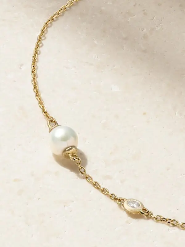Mateo 14-karat Pearl And Diamond Bracelet