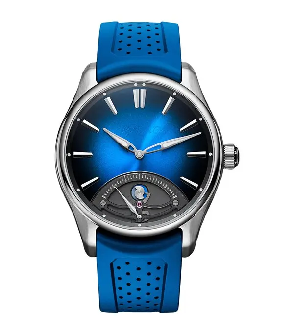 H. MOSER & CIE Pioneer Retrograde Seconds Stainless Steel Watch - Blue