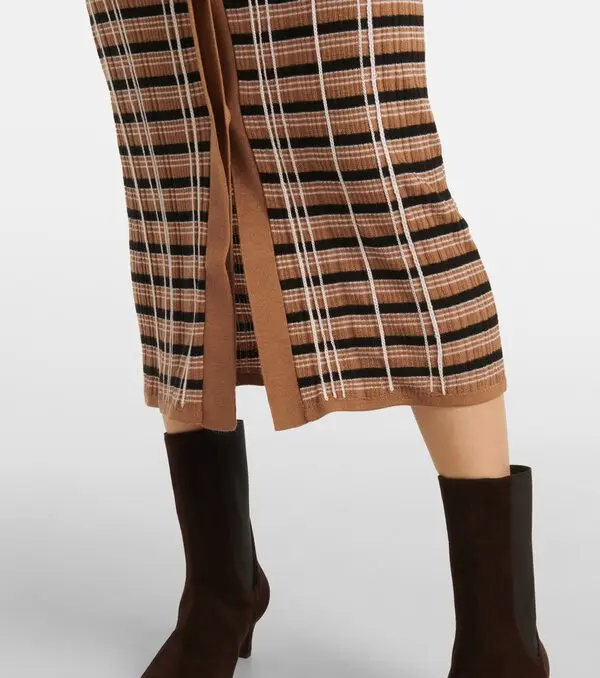 JOSEPH Checked Wool And Silk Maxi Skirt