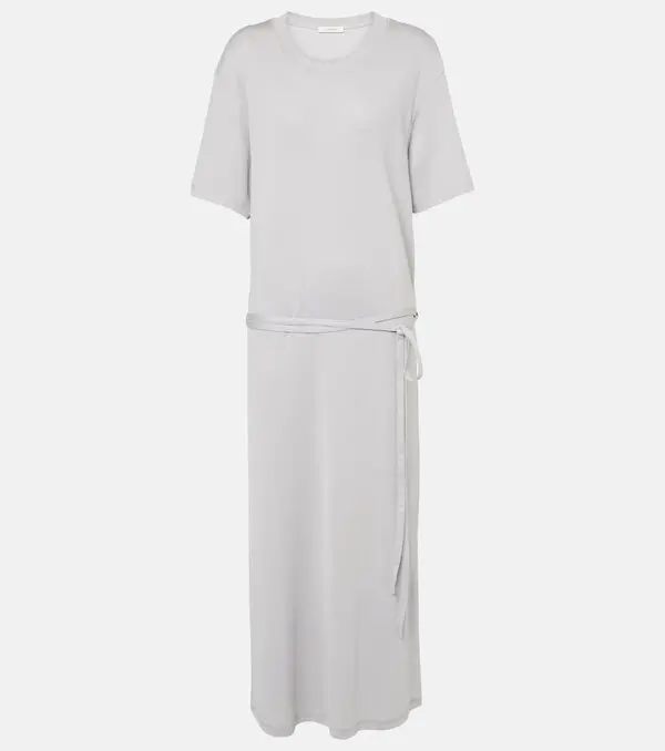 LEMAIRE Belted Cotton Jersey Midi Dress - Blue