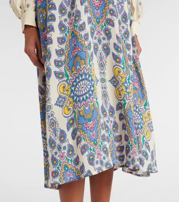 Etro Paisley Crepe De Chine Midi Dress