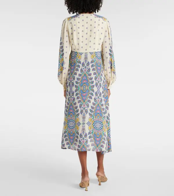 Etro Paisley Crepe De Chine Midi Dress