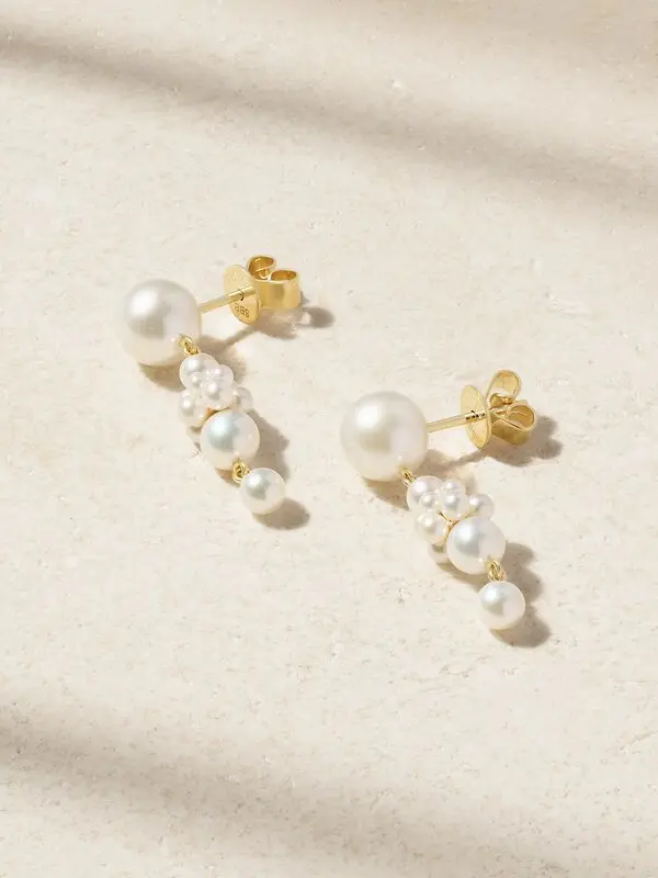 Sophie Bille Brahe Petite Tulip 14-karat Pearl Drop Earrings - Silver