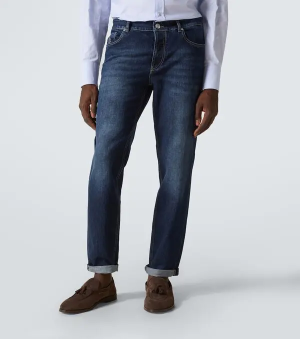Brunello Cucinelli Traditional Fit Slim-leg Jeans - Blue