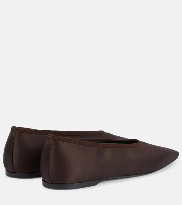 TOTEME Square Toe Ballet Flats In Satin