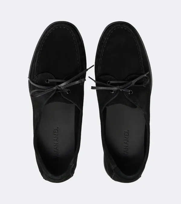 SAMAN AMEL Suede Boat Shoes - Black