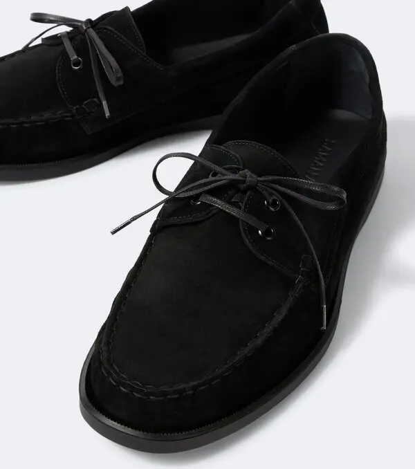 SAMAN AMEL Suede Boat Shoes - Black