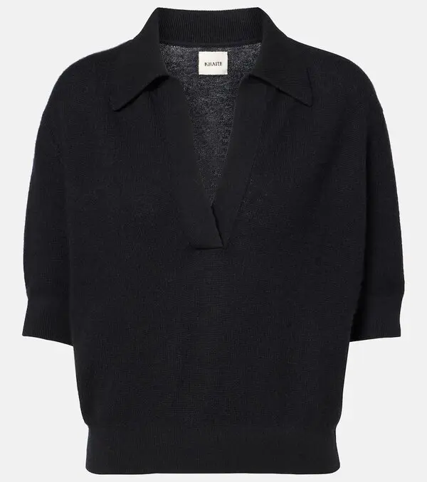 Khaite Cashmere-blend Polo Sweater - Black