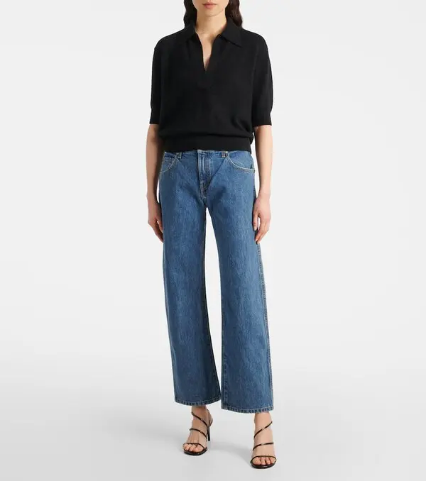 Khaite Cashmere-blend Polo Sweater