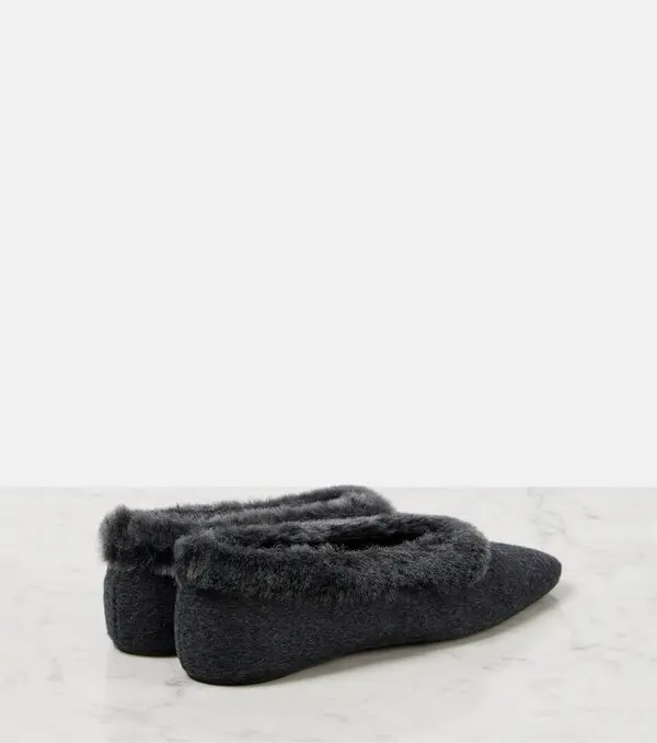 TOTEME Shearling-lined Ballet Flats In Dark Melange