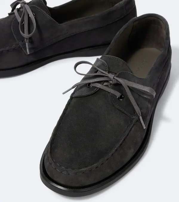 SAMAN AMEL Suede Boat Shoes - Grey