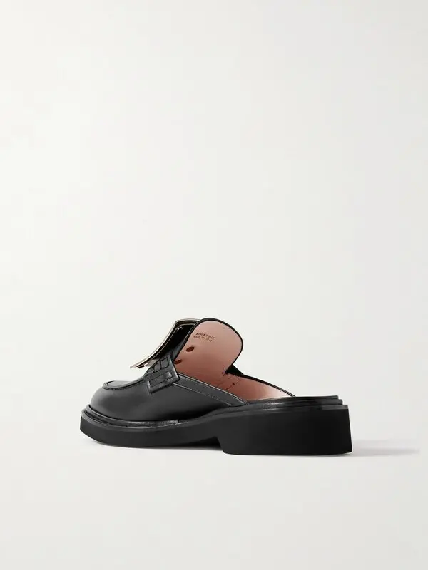 ROGER VIVIER Viv Rangers Embellished Leather Slippers