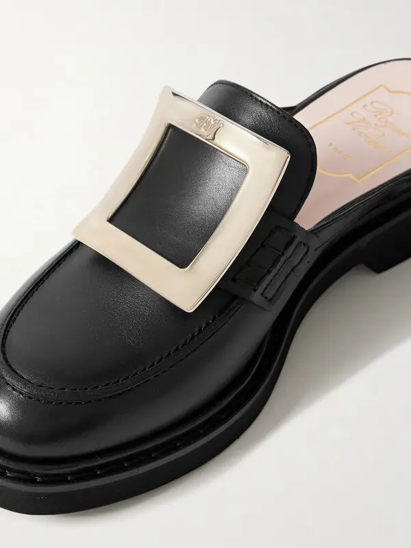 ROGER VIVIER Viv Rangers Embellished Leather Slippers