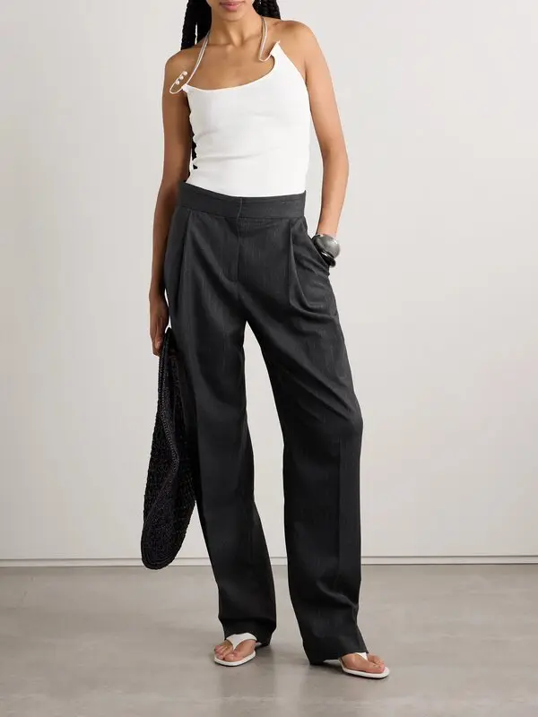 Christopher Esber Pleated Pinstriped Twill Straight-leg Trousers