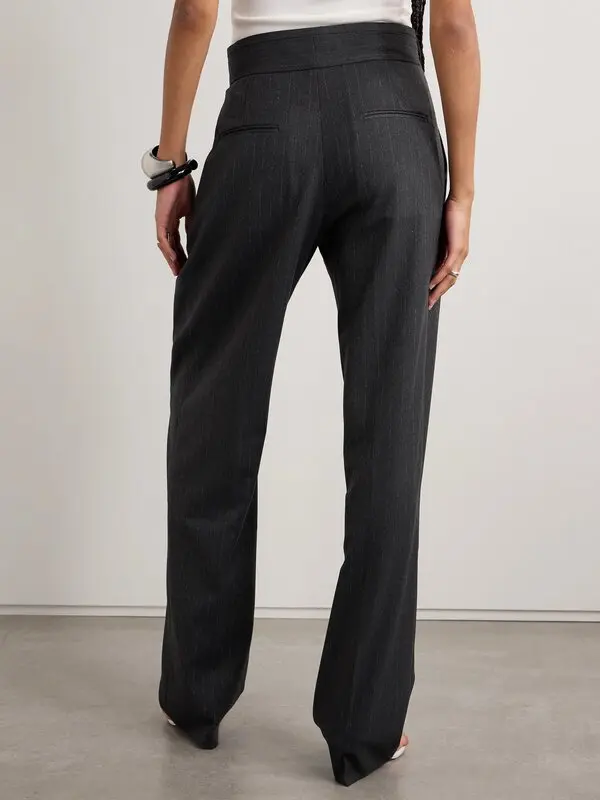 Christopher Esber Pleated Pinstriped Twill Straight-leg Trousers