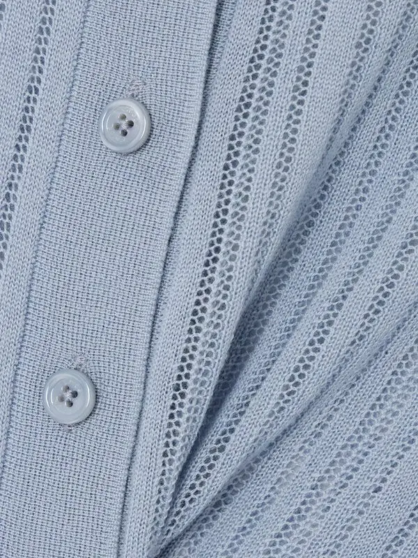 Chloé Ribbed Open-knit Wool Polo Shirt
