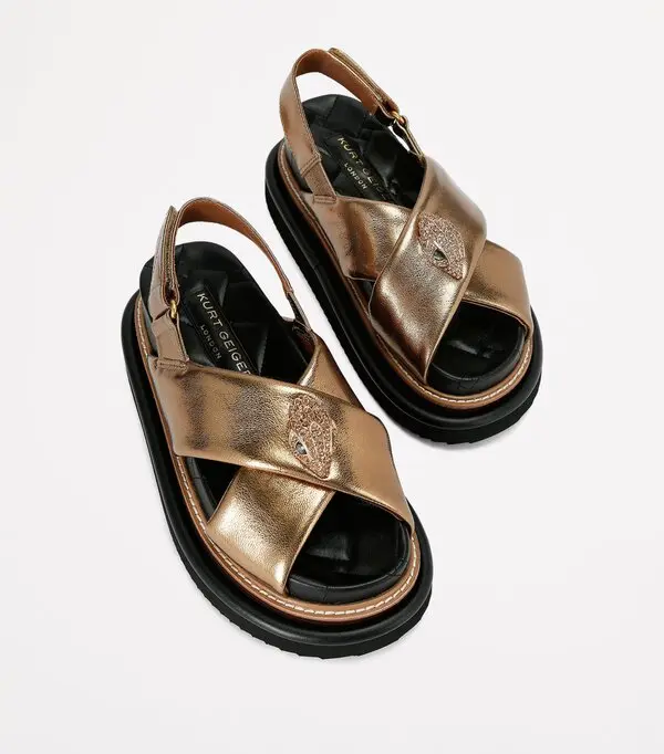 Kurt Geiger Orson Leather Crossover Sandals - Brown