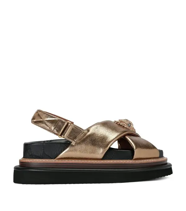 Kurt Geiger Orson Leather Crossover Sandals - Brown