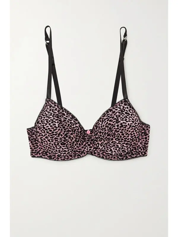 Morgan Lane Atlanta De Cadenet Taylor Jessie Jo Flocked Stretch-tulle Underwired Bra - Black