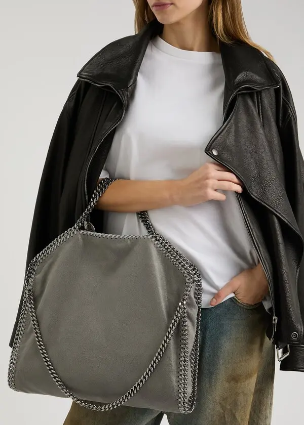 Stella McCartney Falabella Metallic Faux Leather Tote - Grey