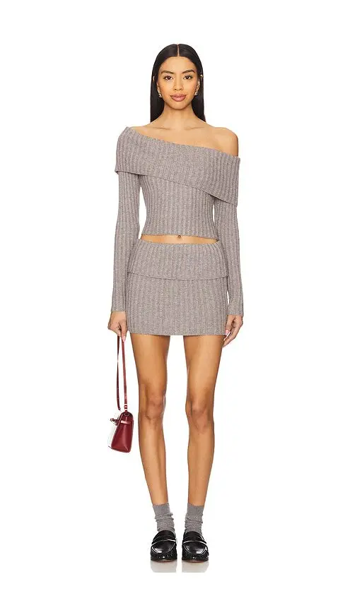 Superdown Ava Ribbed Knit Skirt Set