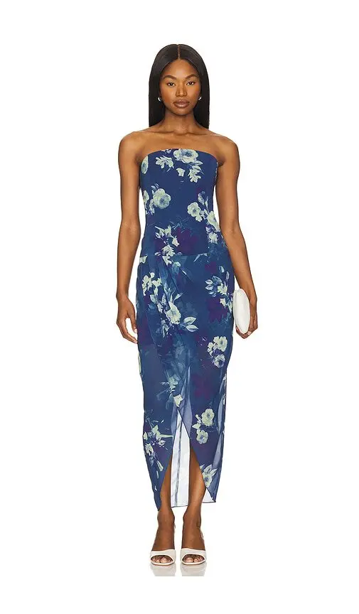 Amanda Uprichard Lotus Floral Chiffon Maxi Dress