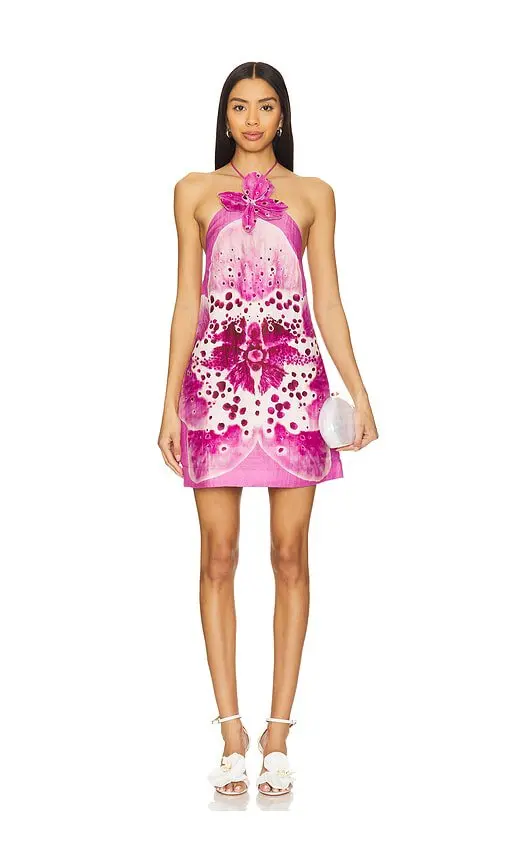 AMUR Everlee Orchid Print Mini Dress - Pink