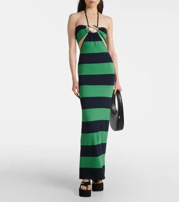 Coperni Cutout Striped Maxi Dress