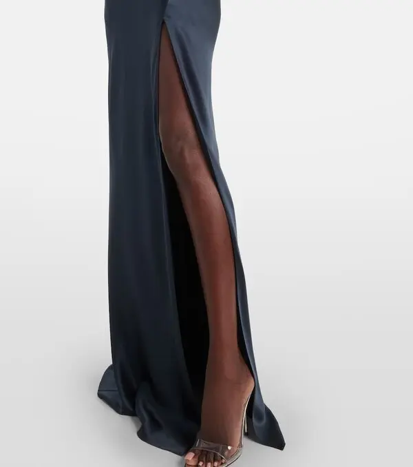 THE SEI Asymmetric Silk Satin Maxi Skirt