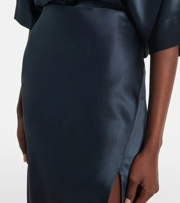 THE SEI Asymmetric Silk Satin Maxi Skirt