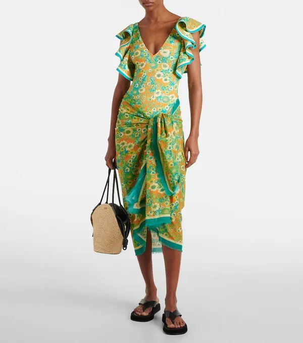 ALEMAIS Jeff Printed Cotton Beach Cover-up
