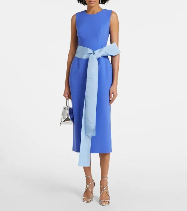 Carolina Herrera Sleeveless Crepe Cocktail Dress With Bow Detail - Blue