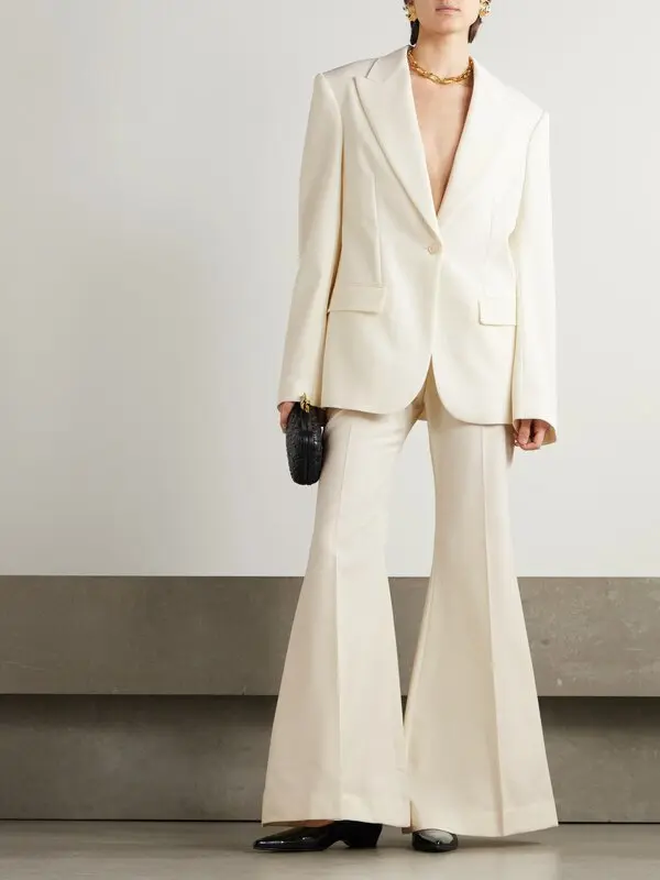 Nina Ricci Wool-gabardine Flared Trousers - Neutrals