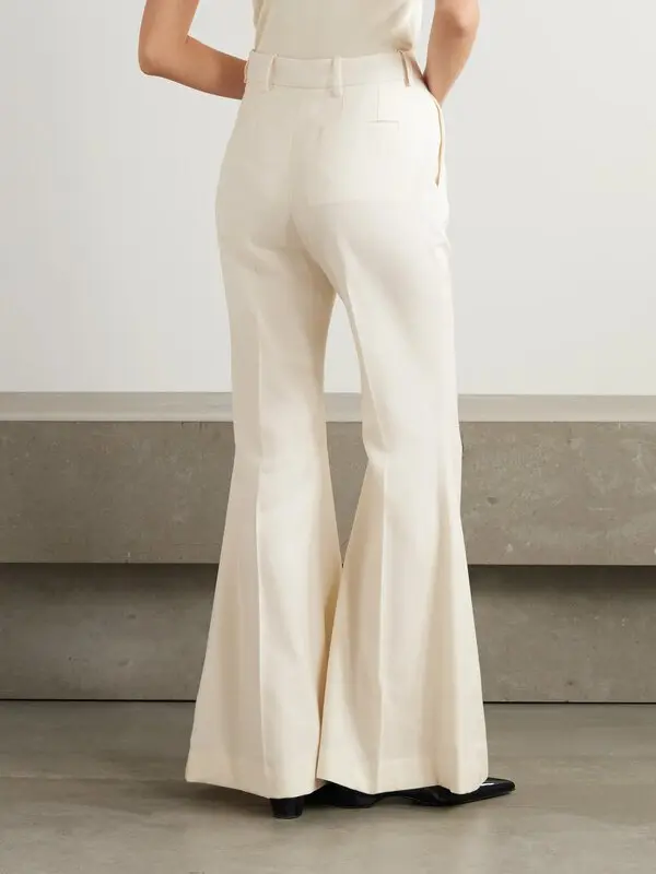 Nina Ricci Wool-gabardine Flared Trousers - Neutrals