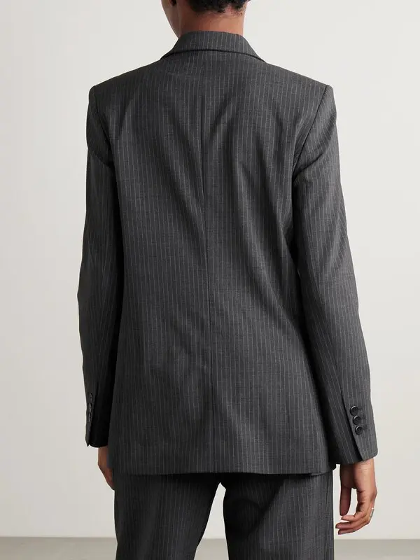 Maria Mcmanus Double-breasted Pinstriped Wool-blend Blazer