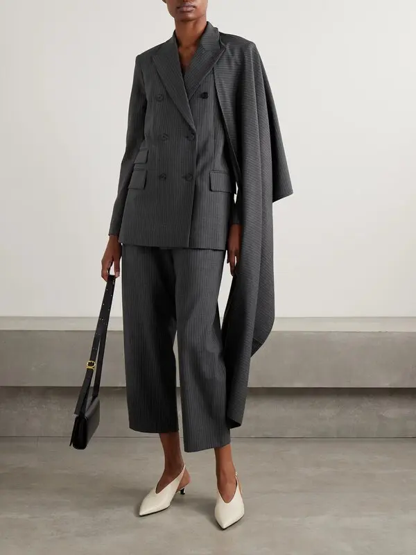 Maria Mcmanus Double-breasted Pinstriped Wool-blend Blazer