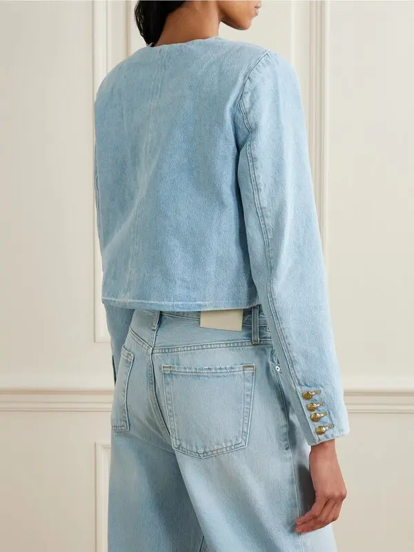 Citizens Of Humanity Priah Cropped Denim Jacket With Gold-tone Buttons