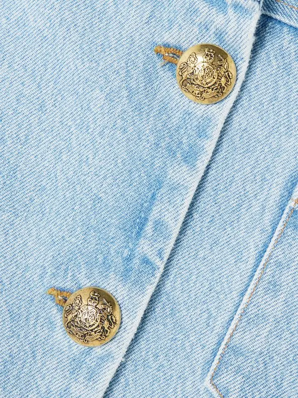 Citizens Of Humanity Priah Cropped Denim Jacket With Gold-tone Buttons